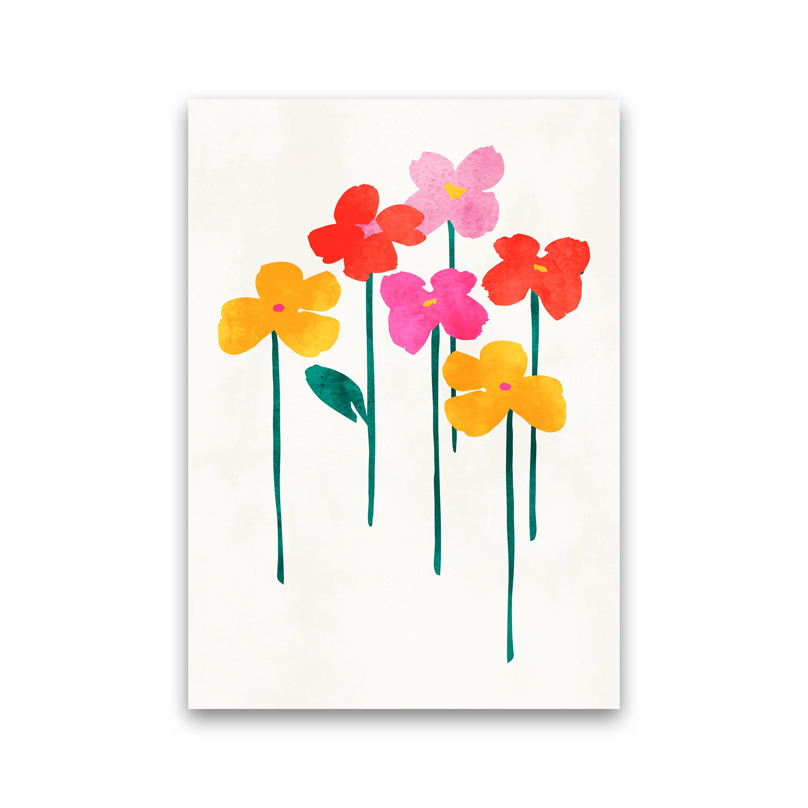 Little Happy Flowers Colourful Art Print by Kubistika