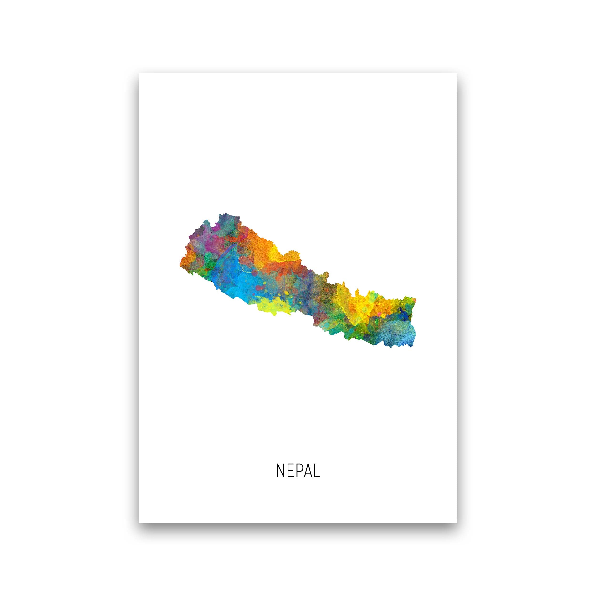 Nepal Watercolour Map Art Print by Michael Tompsett