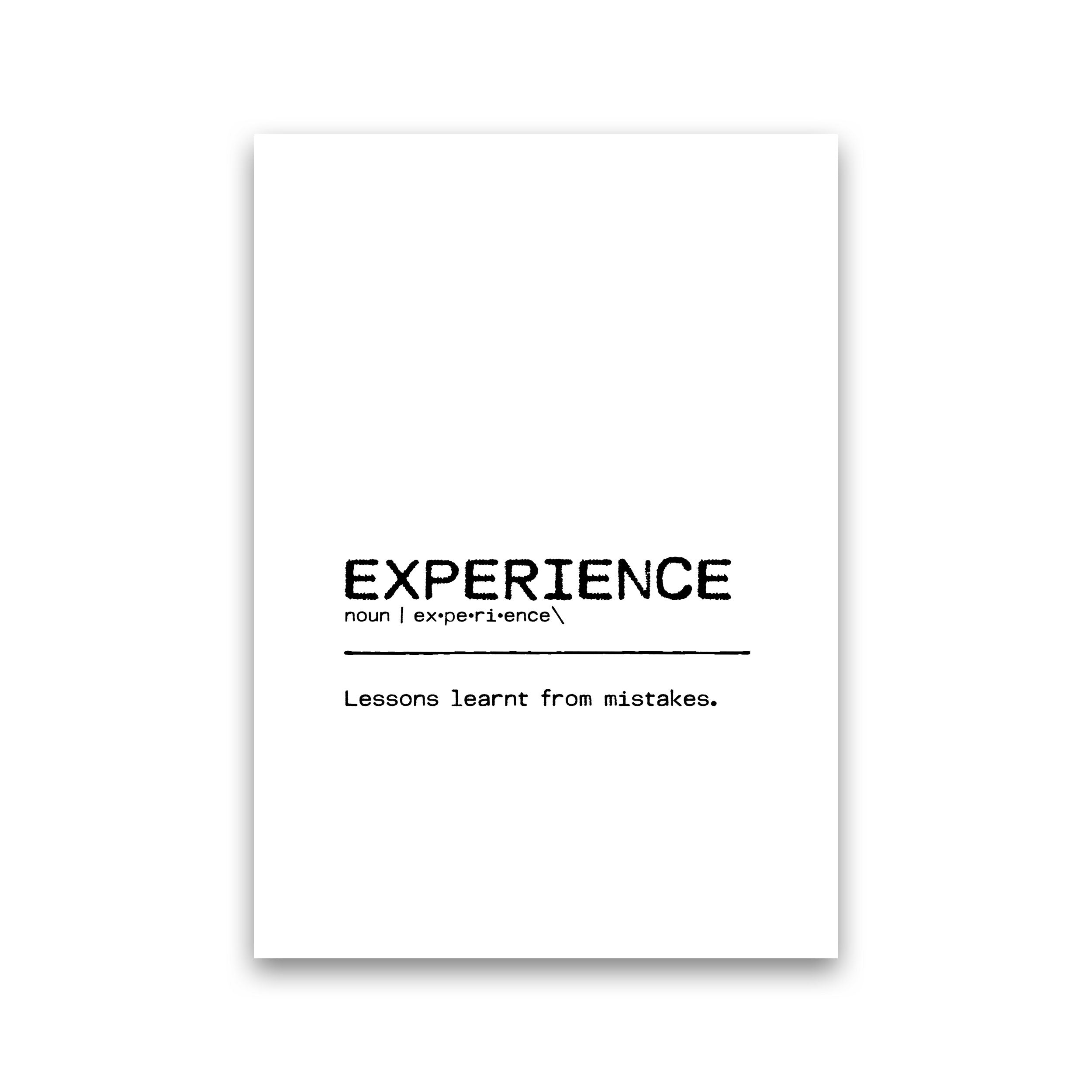 Experience Lessons Definition Quote Print By Orara Studio