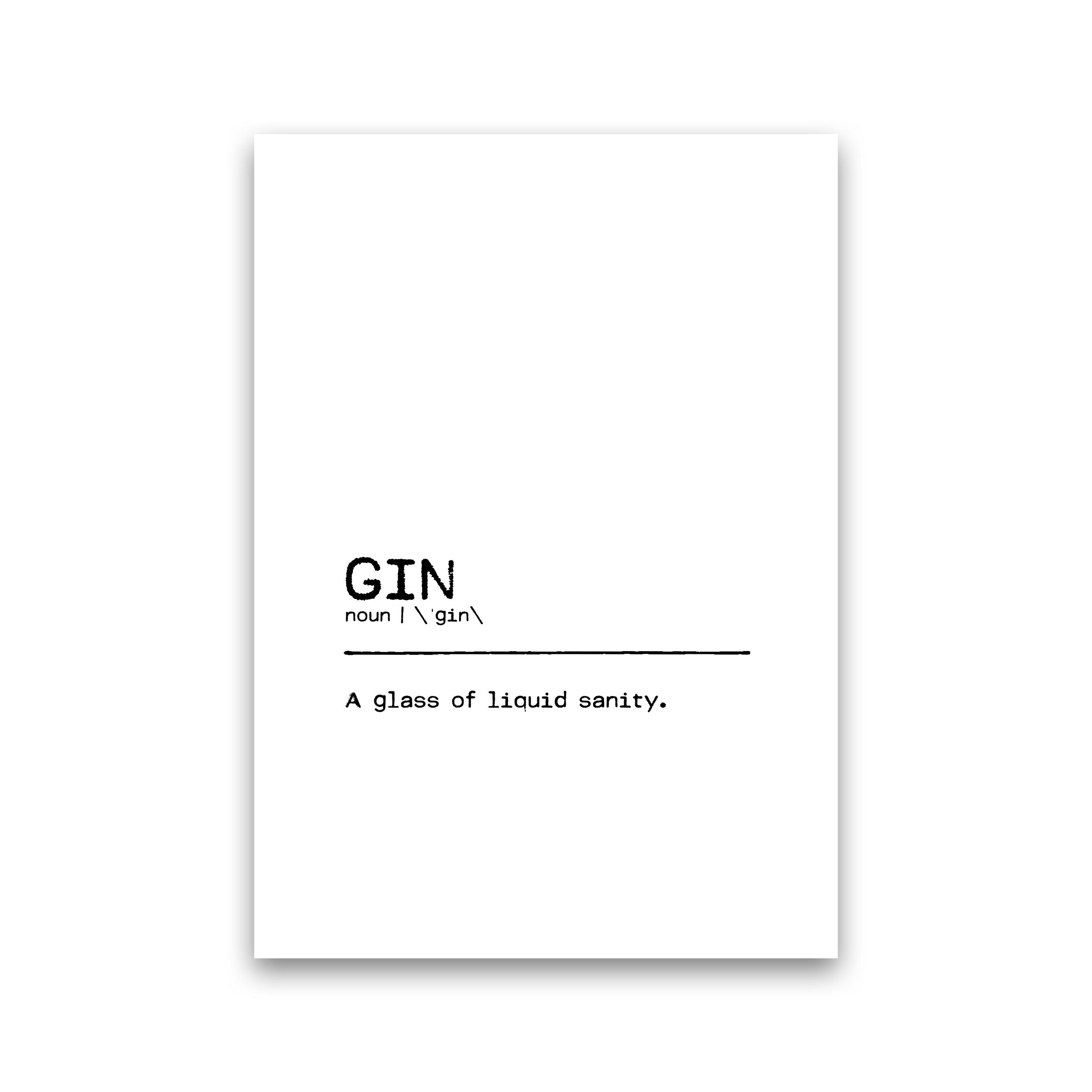 Gin Sanity Definition Quote Print By Orara Studio
