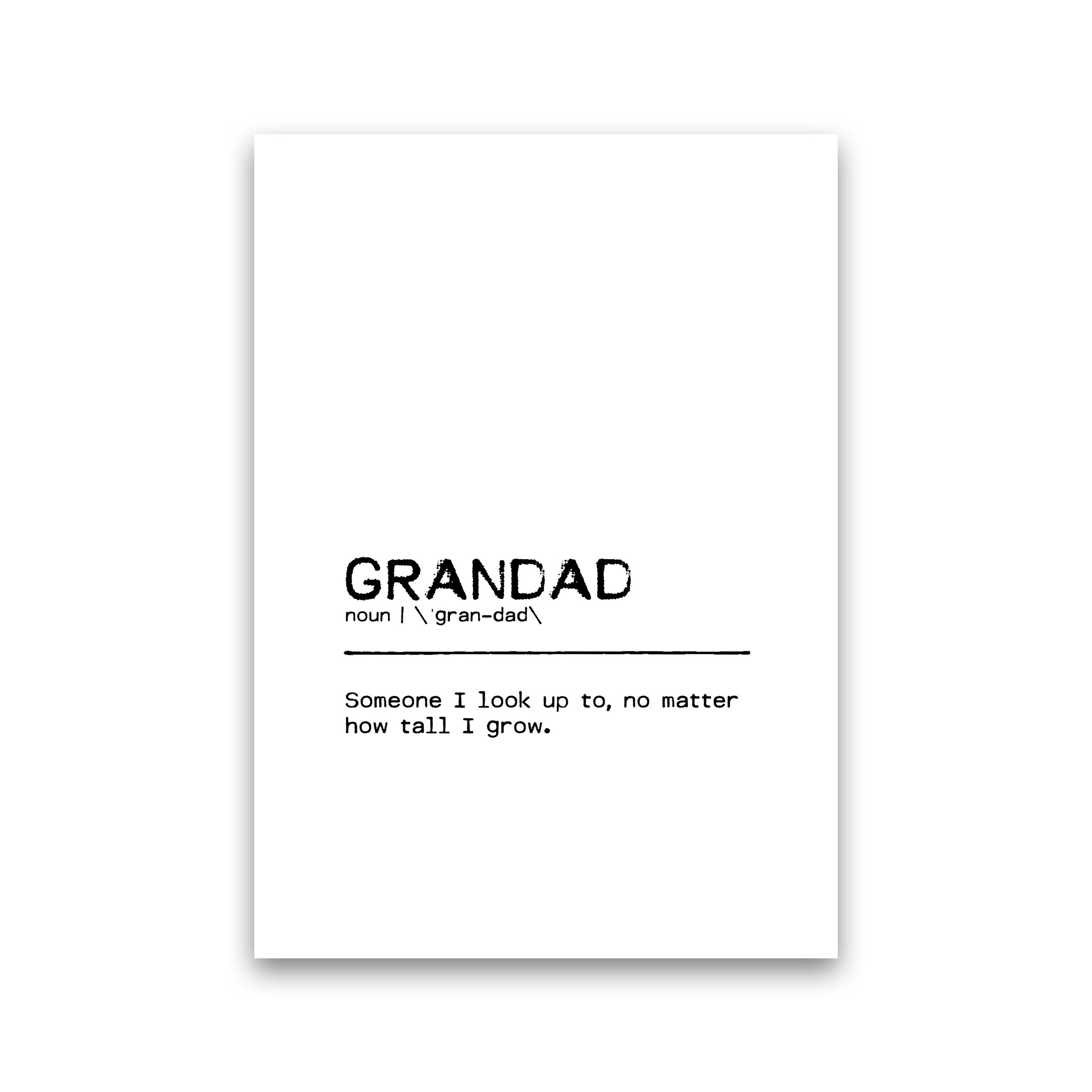 Grandad Tall Definition Quote Print By Orara Studio