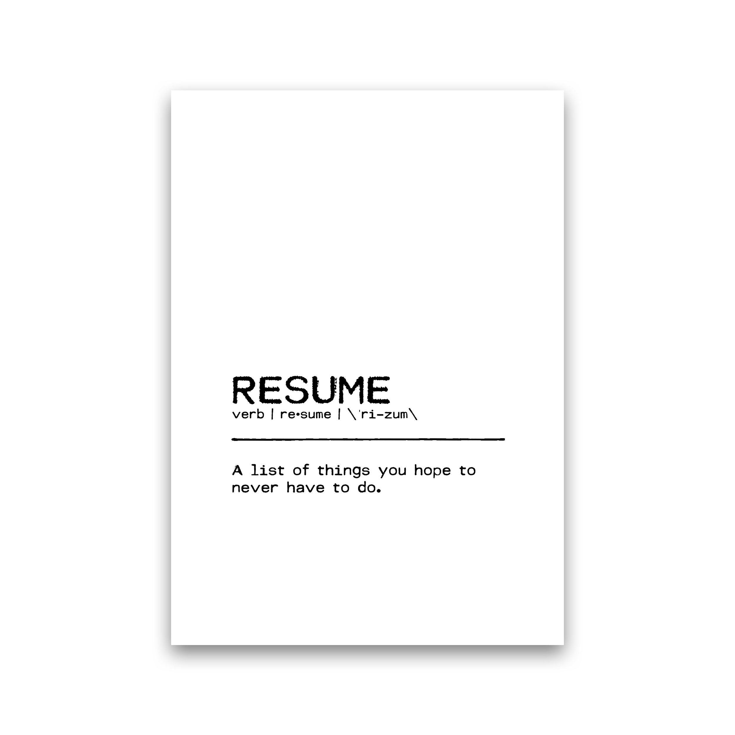Resume List Definition Quote Print By Orara Studio