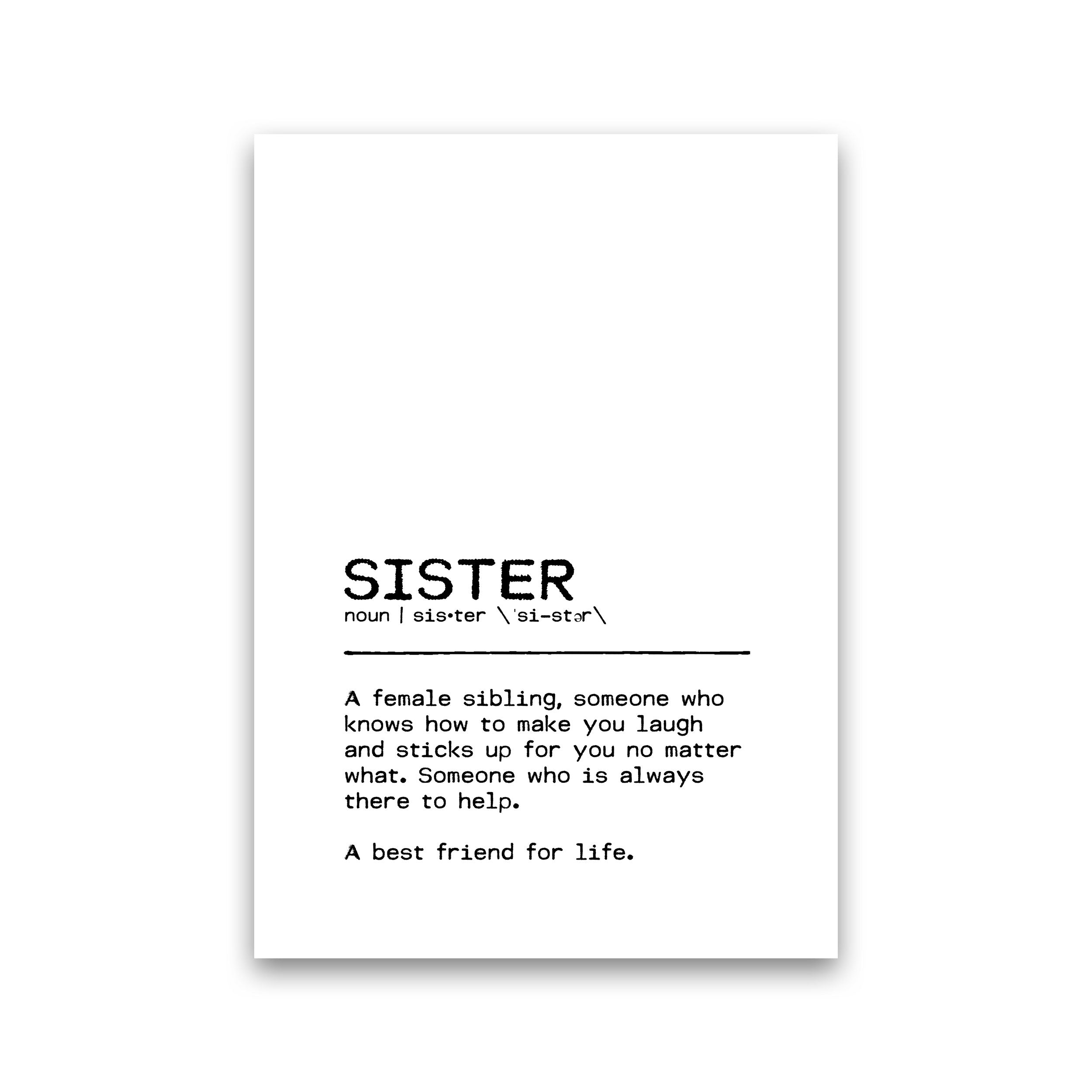 Sister Best Friend Definition Quote Print By Orara Studio