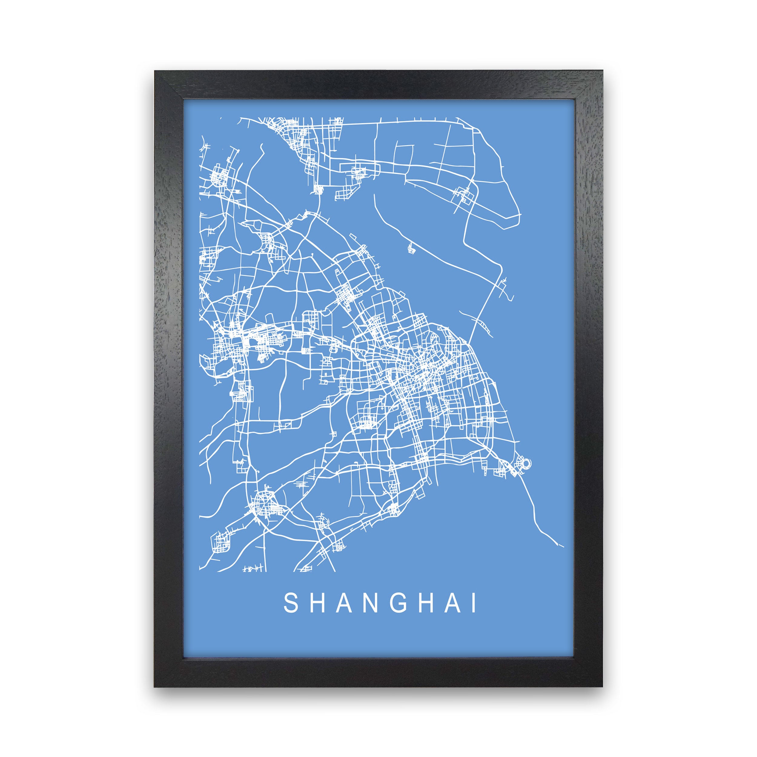 Shanghai Map Blueprint Art Print by Pixy Paper