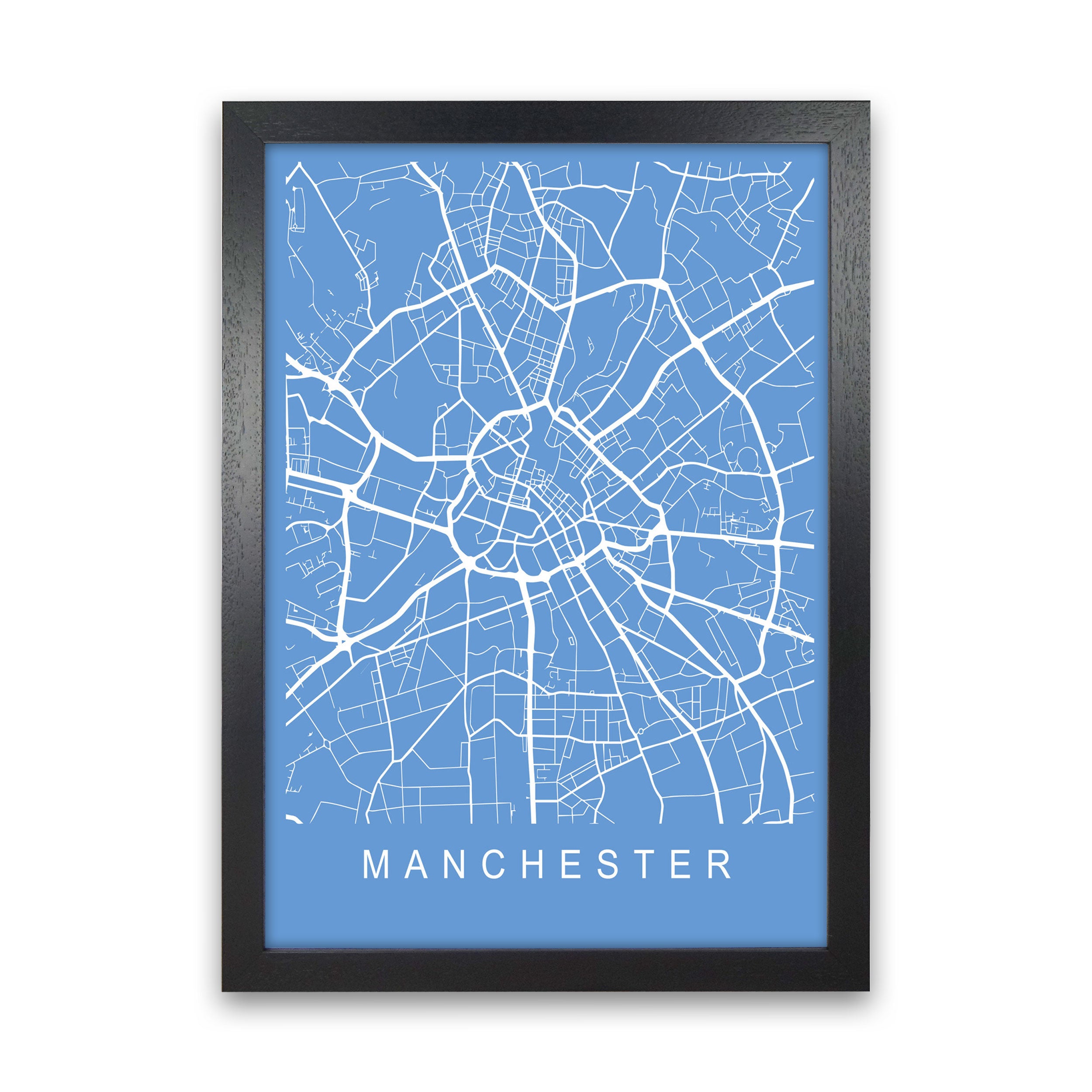Manchester Map Blueprint Art Print by Pixy Paper