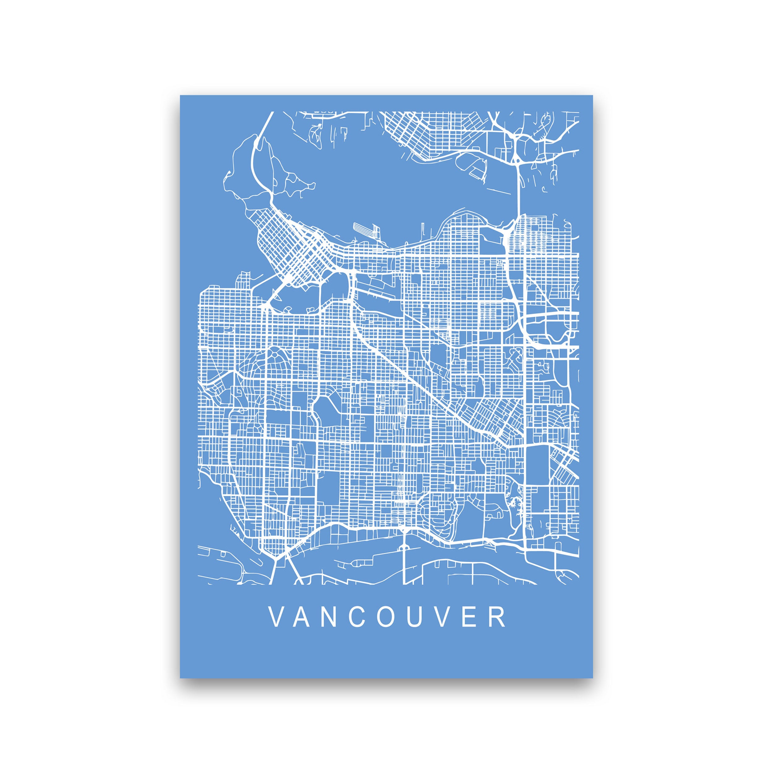 Vancouver Map Blueprint Art Print by Pixy Paper
