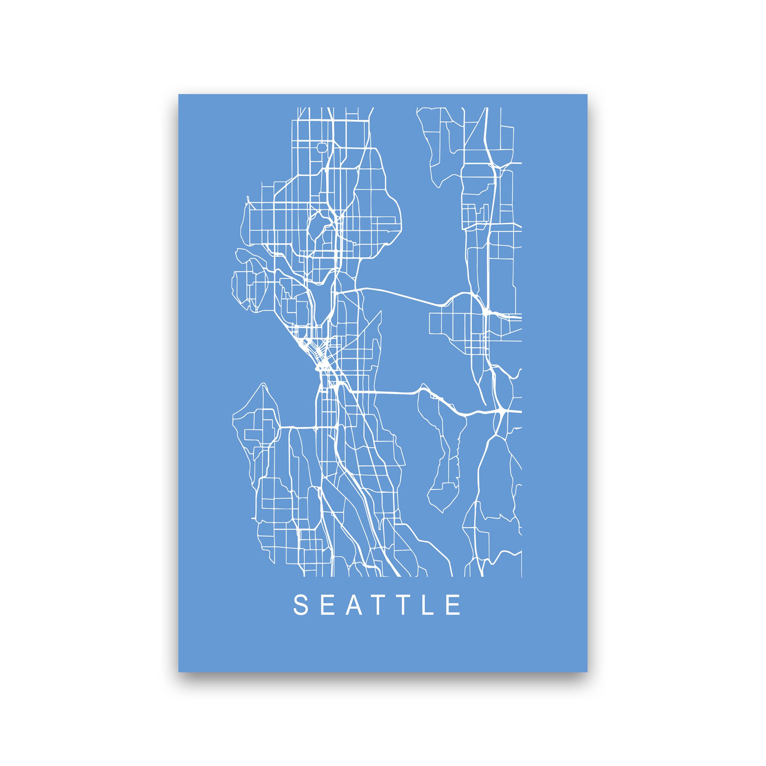 Seattle Map Blueprint Art Print by Pixy Paper