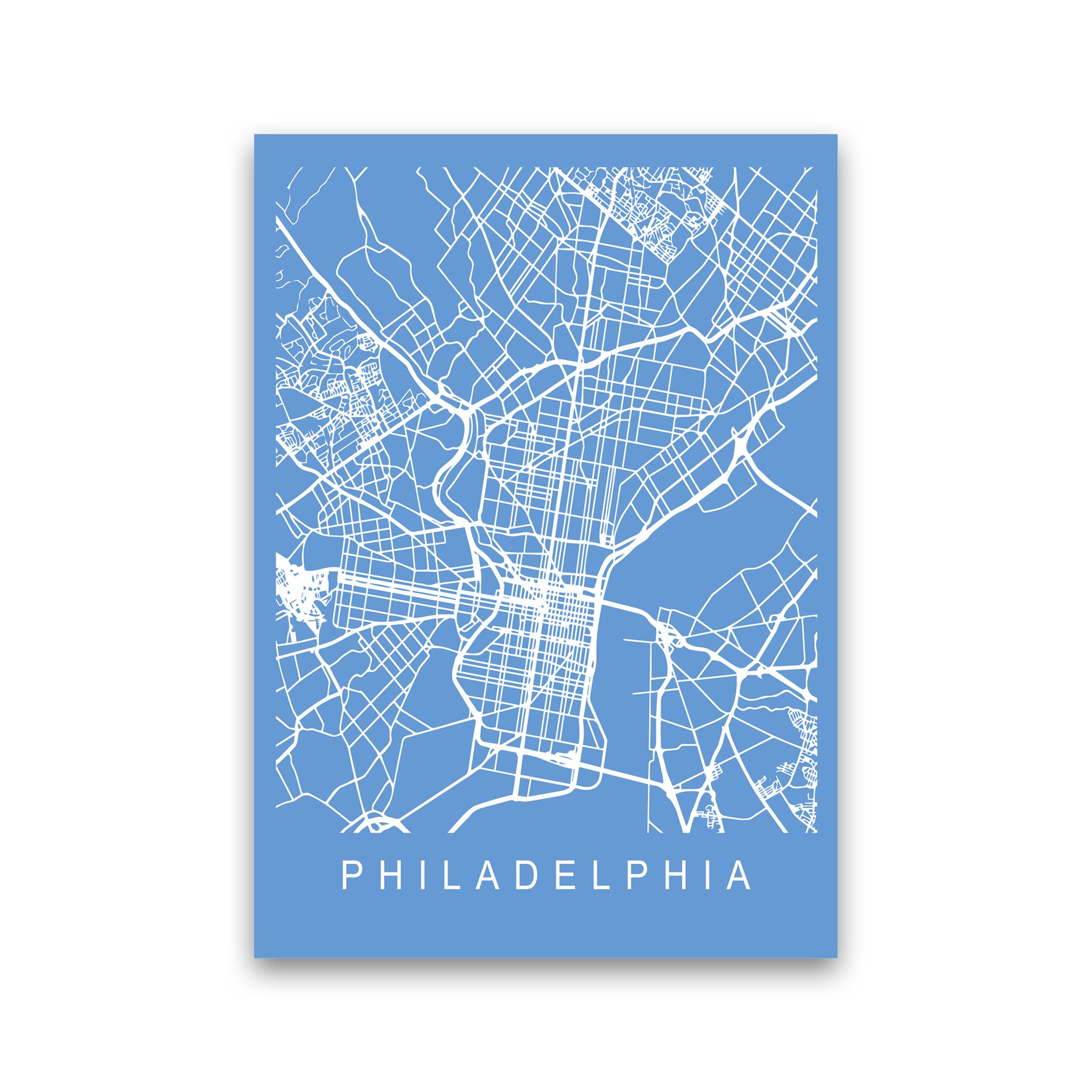 Philadelphia Map Blueprint Art Print by Pixy Paper
