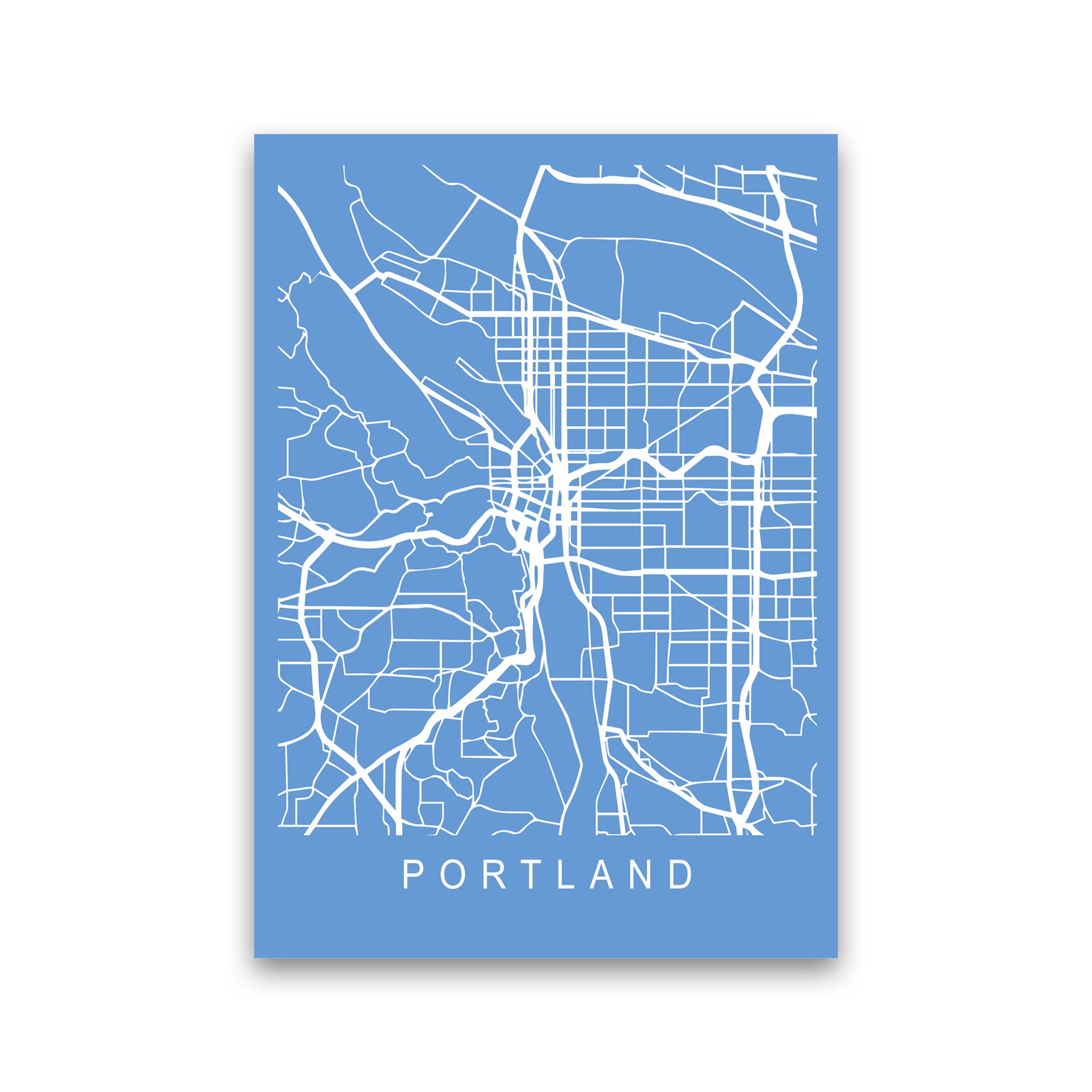 Portland Map Blueprint Art Print by Pixy Paper