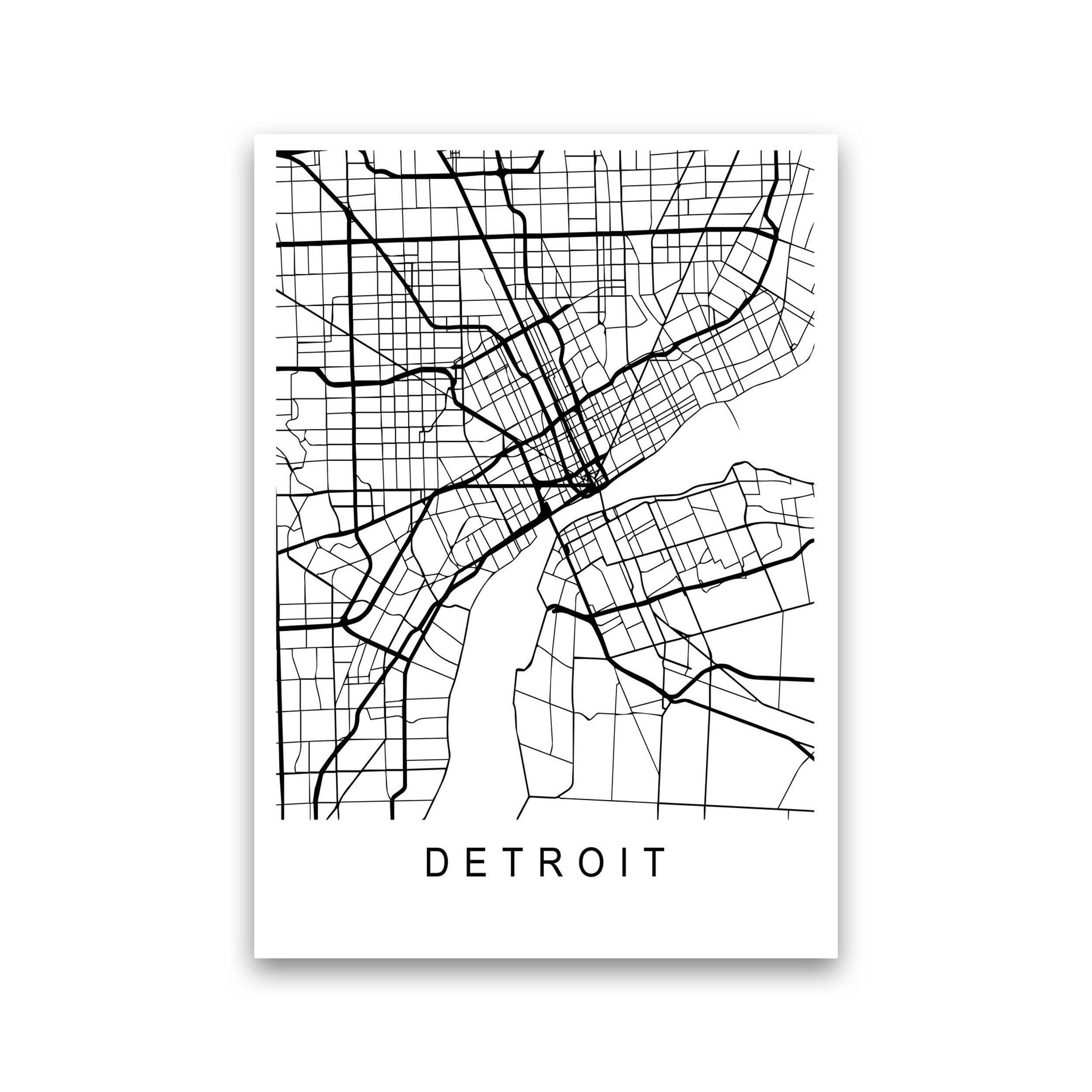 Detroit Map Art Print by Pixy Paper