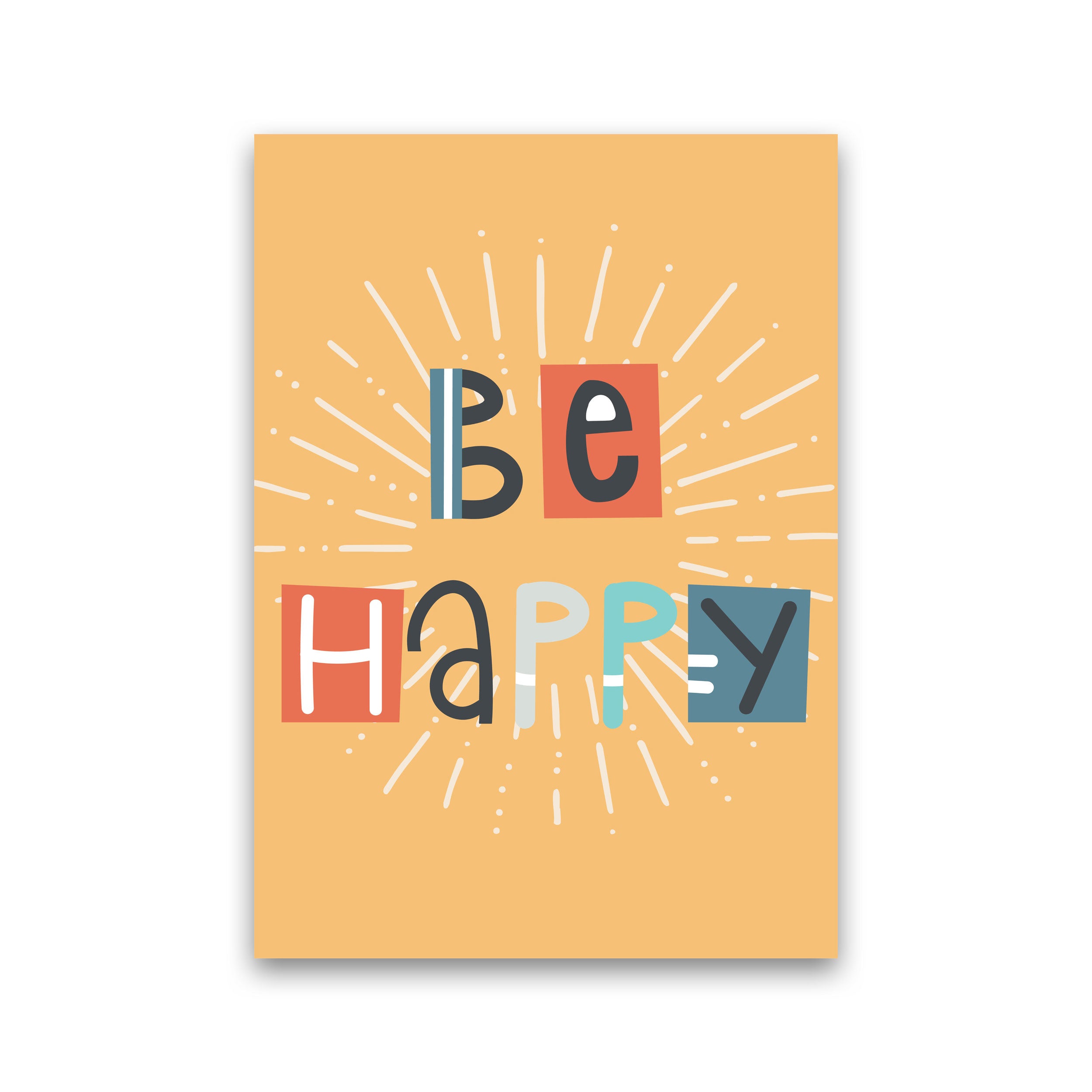 Be happy Neutral kids Art Print by Pixy Paper