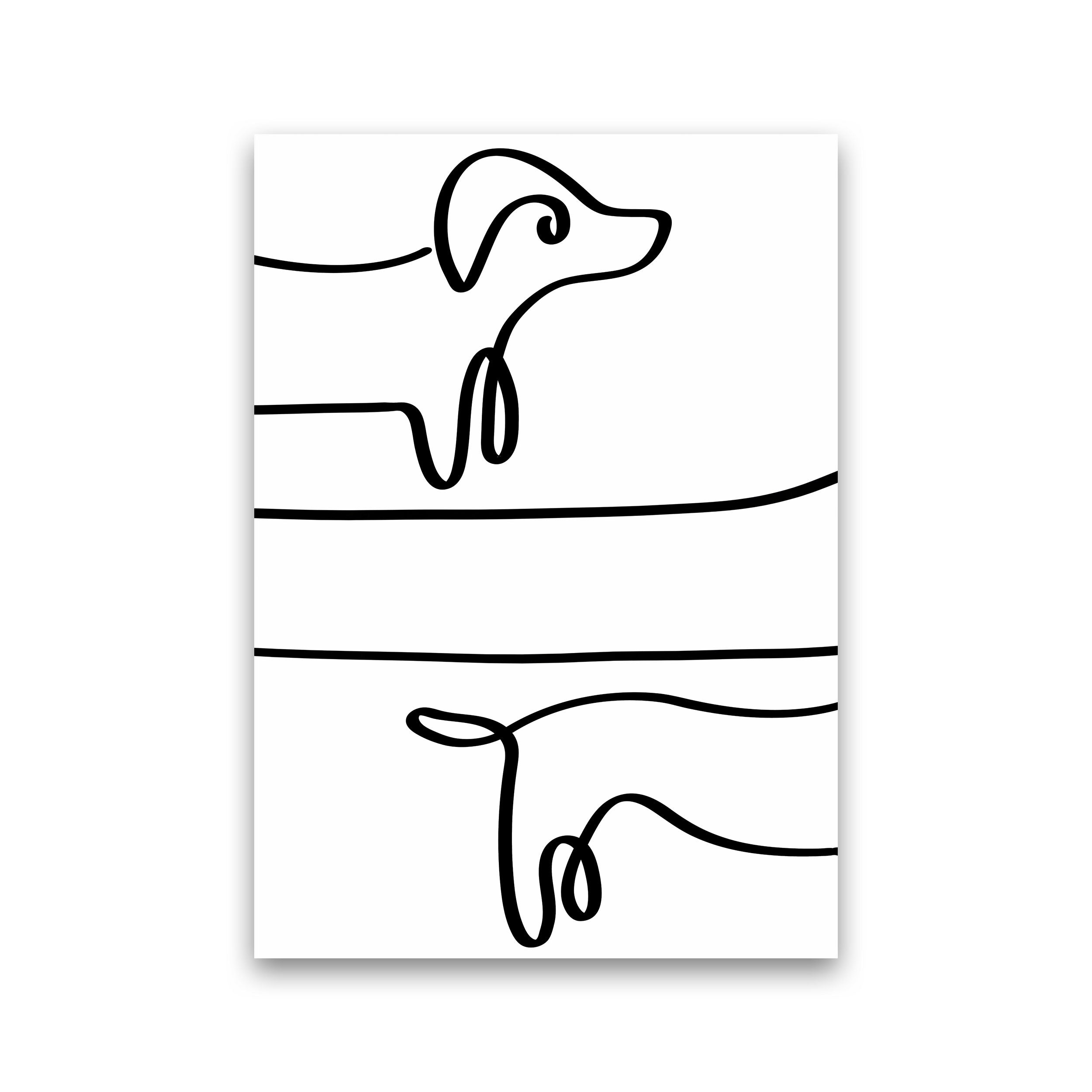 One Line dachshund Art Print by Seven Trees Design