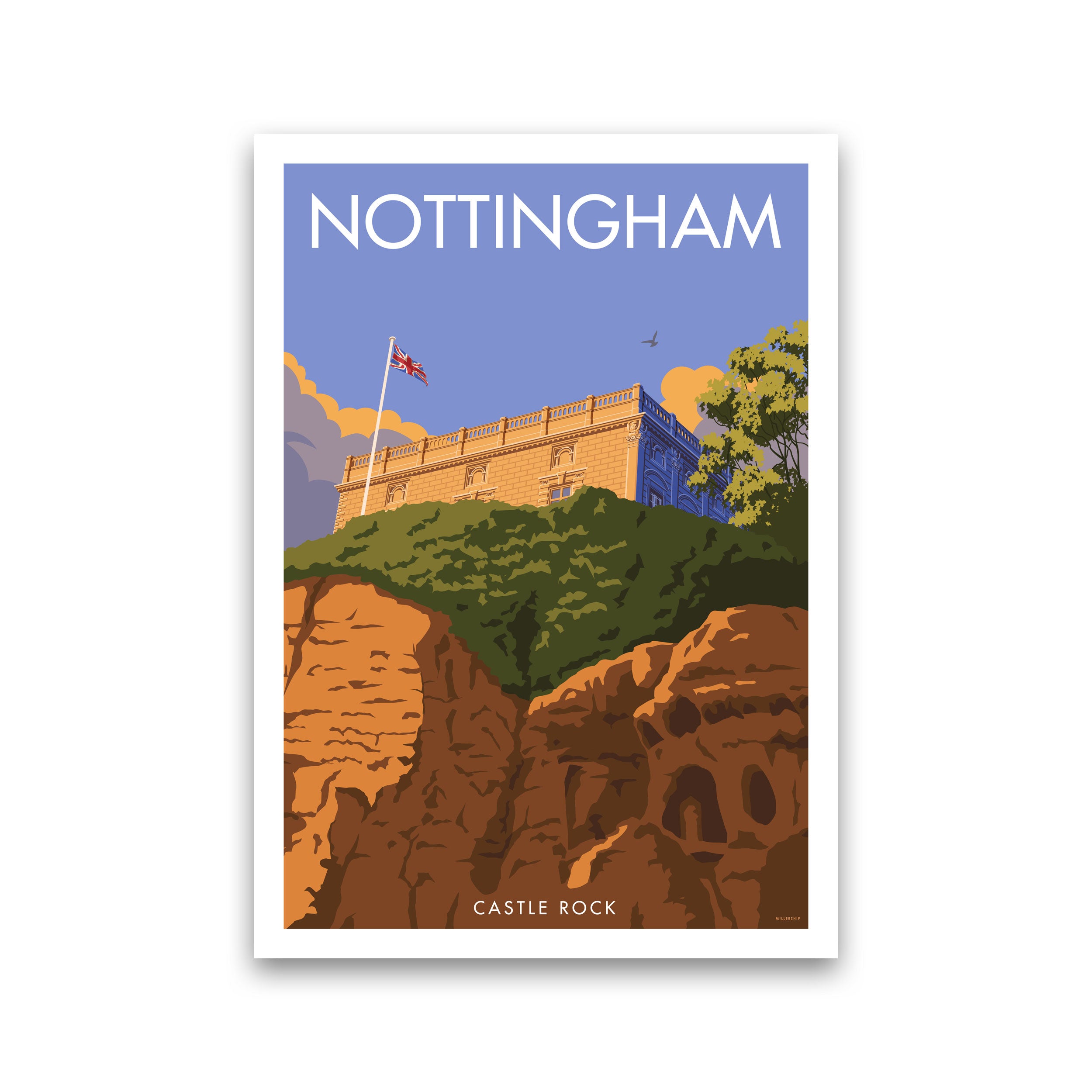 Castle Rock Nottingham Framed Digital Art Print by Stephen Millership